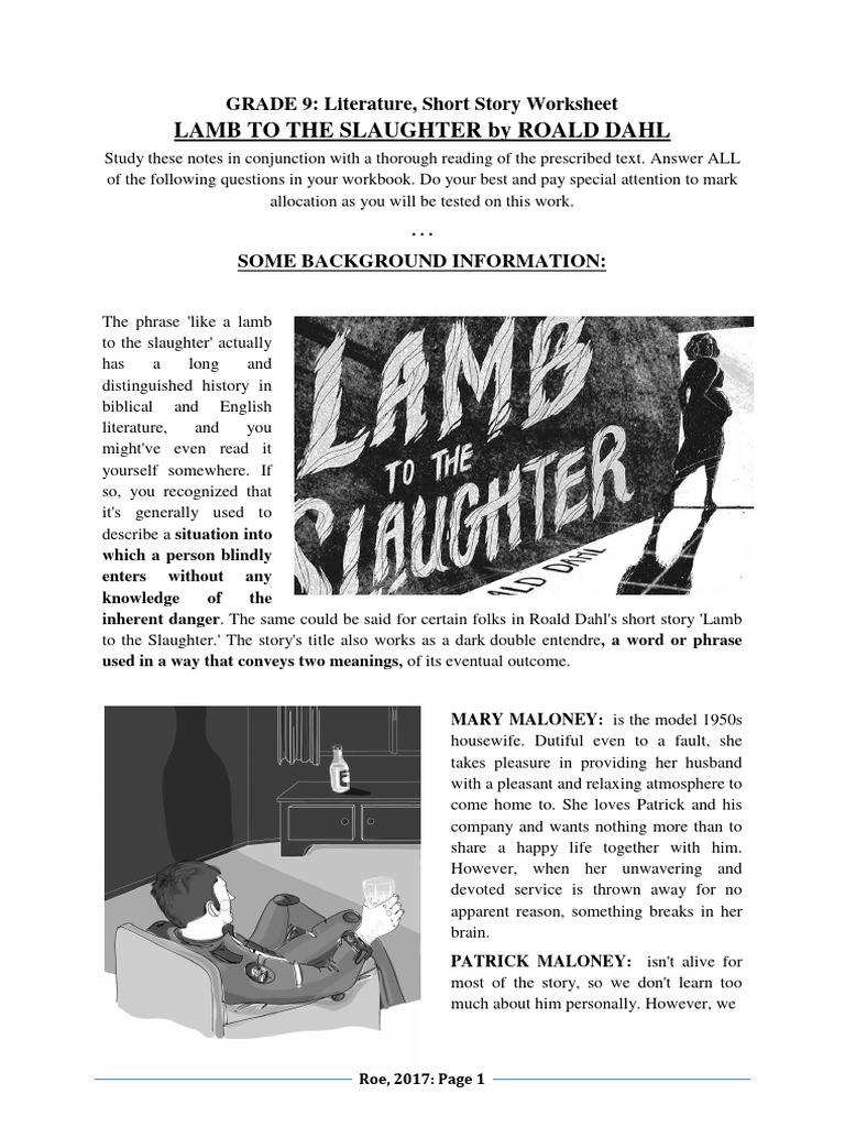 English Gr.9 Lamb To The Slaughter Worksheet | PDF