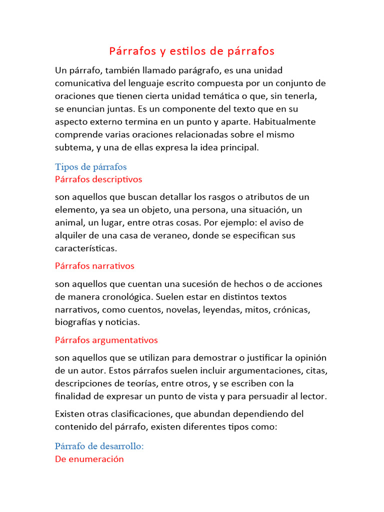 Tipos y estilos de párrafos explicados | PDF | Párrafo