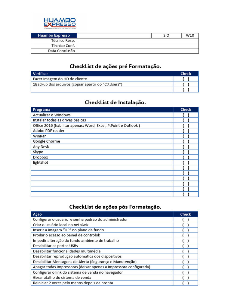 CheckList de Formatacao | PDF | Tecnologia da Informação | Engenharia ...