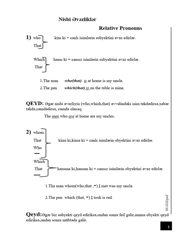 Nisbi Əvəzliklər | PDF