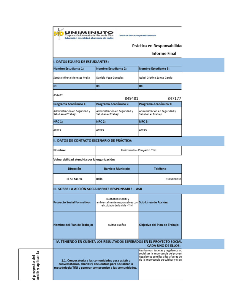 INFORME FINAL PROYECTO TINI HOY-1 | PDF | Ciencias de la Tierra | Entorno natural