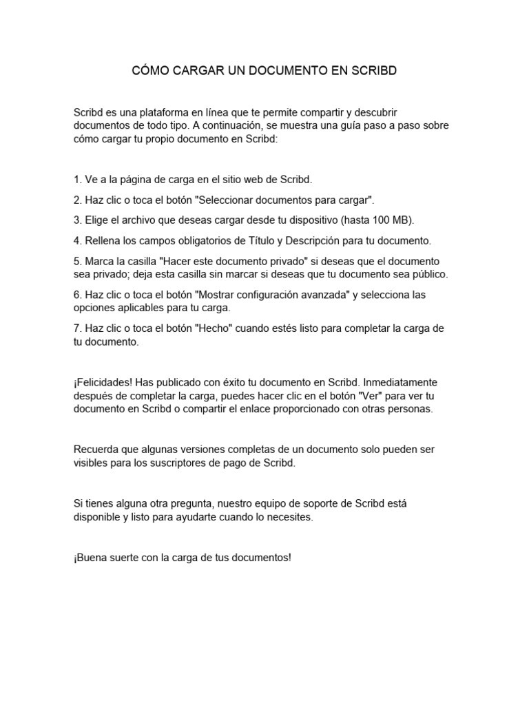 Cómo Cargar Un Documento en Scribd | PDF