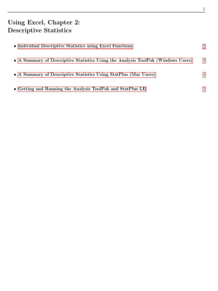 Chap2 Excel | PDF | Microsoft Excel | Standard Deviation