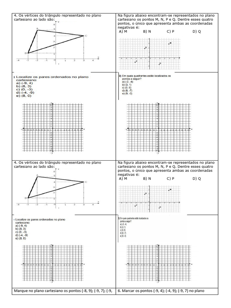 Plano Cartesiano Pdf Sistema De Coordenada Cartesiana Física
