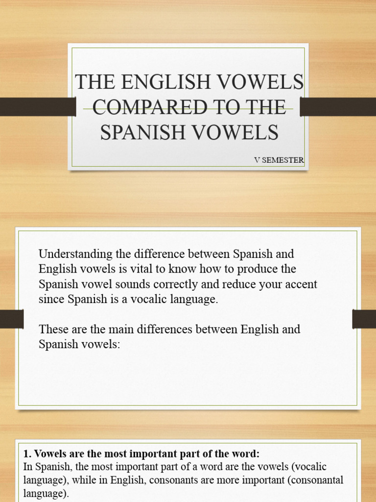 The English Vowels Compared To The Spanish Vowels | Download Free PDF ...