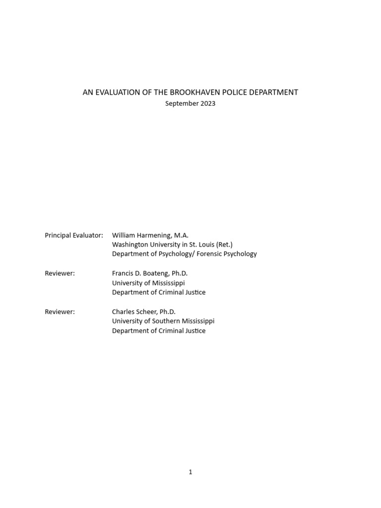September 2023 Evaluation of Brookhaven Police Department | PDF