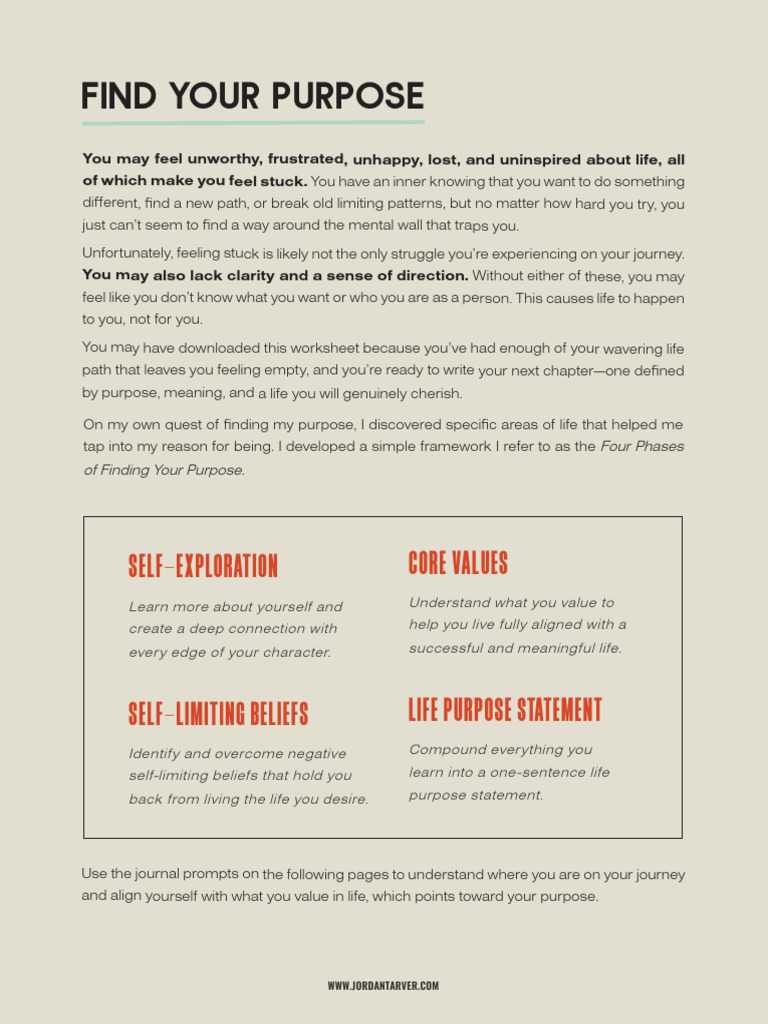 Free Find Your Purpose Worksheet 1 | PDF | Cognition | Psychological Concepts