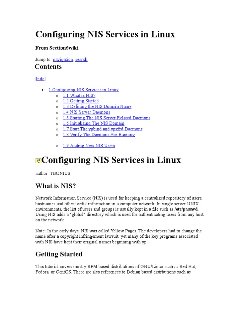 Configuring NIS Services in Linux | PDF | Linux | Linux Distribution