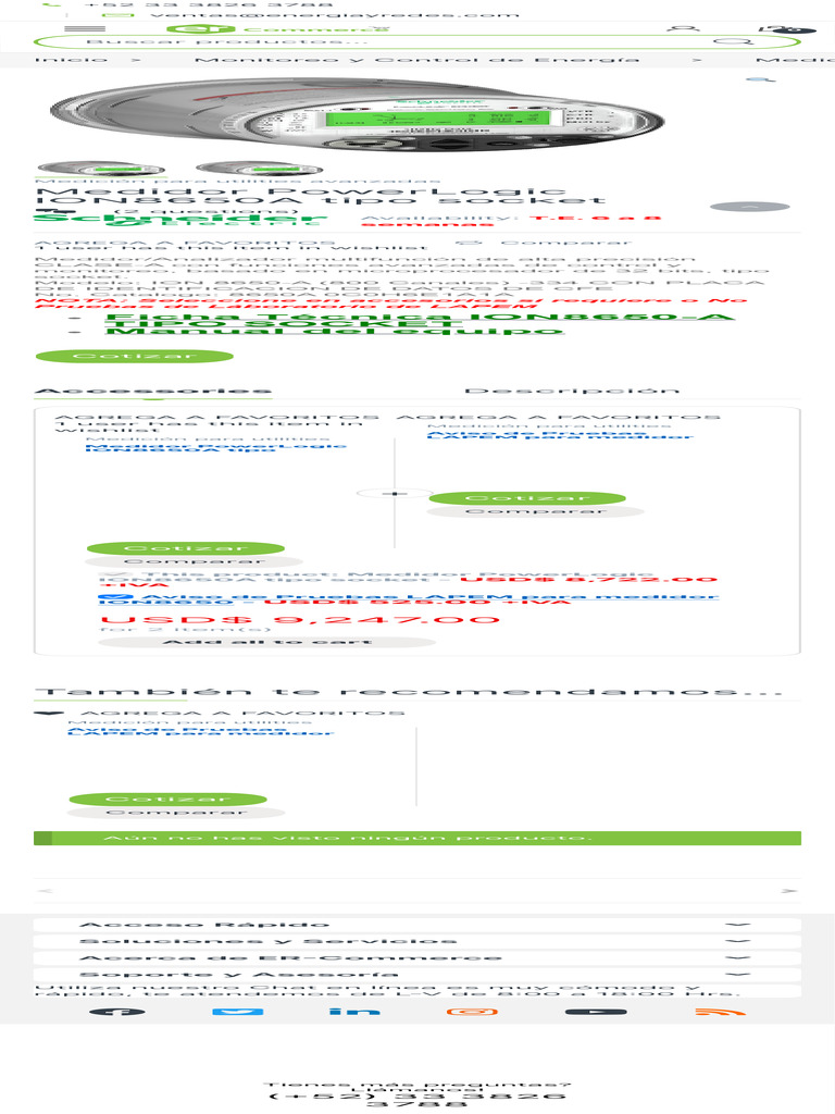 Medidor PowerLogic ION8650A Tipo Socket | PDF | Informática ...