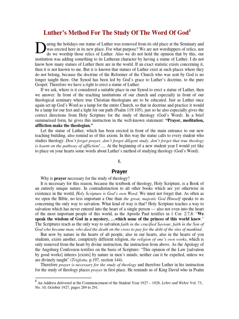 Luther's Theology Study Method | PDF | Martin Luther | Grace In ...
