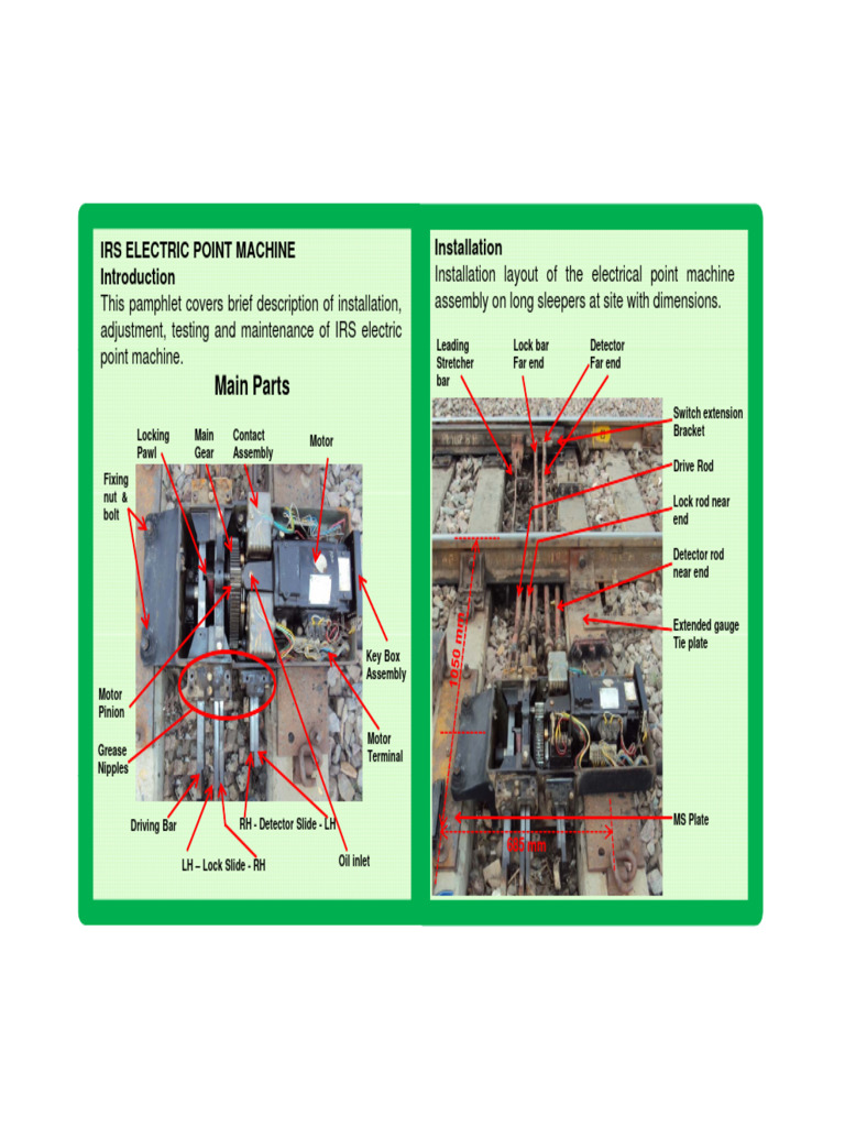 Pamphlet On IRS Electric Point Machine (English) | PDF | Manufactured ...