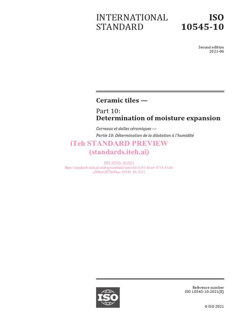 ISO-10545-10-2021 Ceramic Tiles - Part 10 Determination of Moisture ...