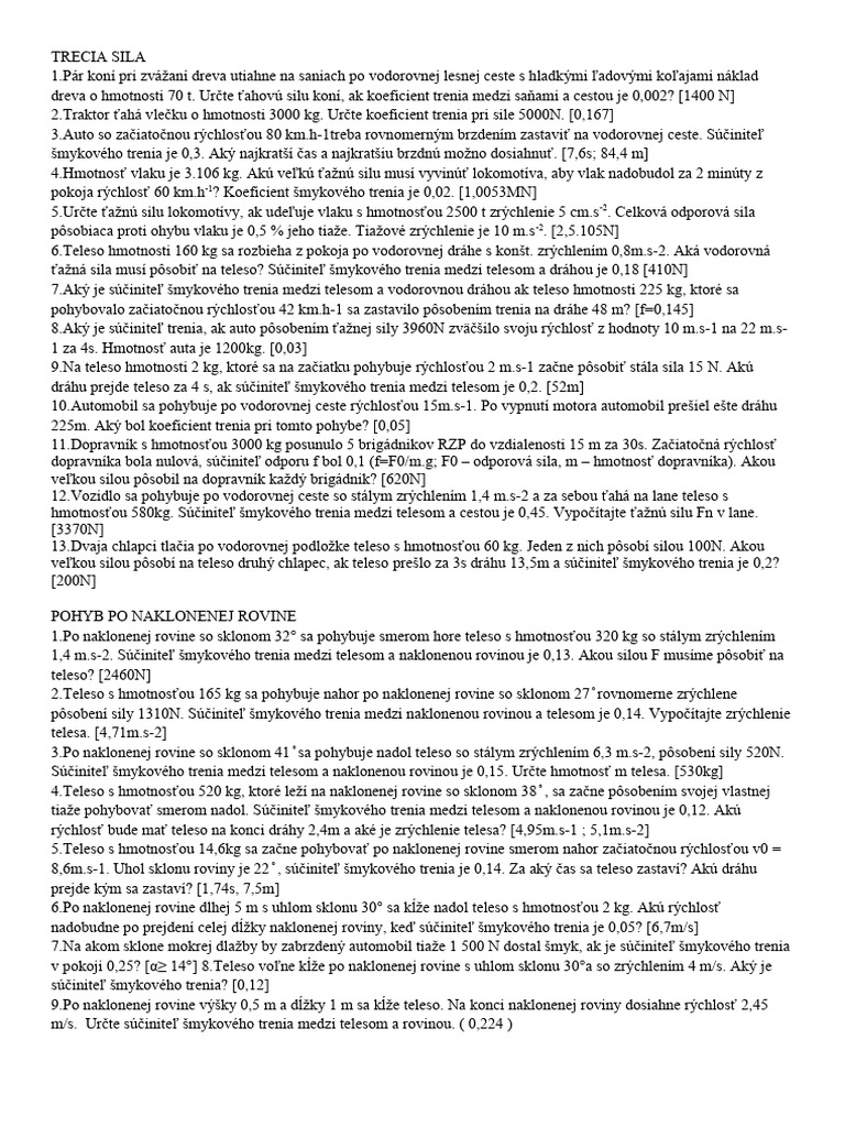 Práca, Výkon, Energia, Trecia Sila Domáca Úloha Dobrov. | PDF