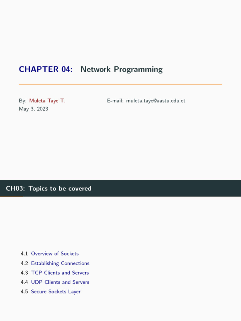Advanced Programming-NETWORK CH-04 | PDF | Network Socket | Port (Computer Networking)