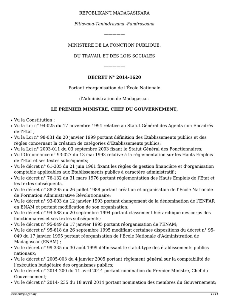 Réorganisation de l'ENAM à Madagascar | PDF | Enseignants | Conseil d ...