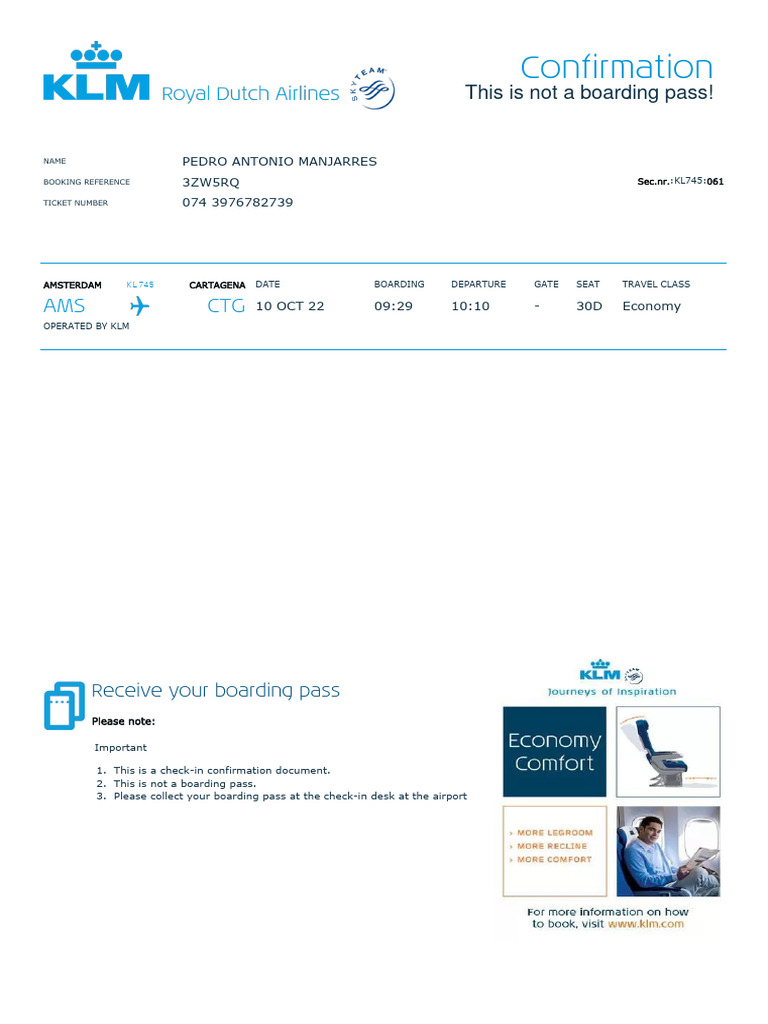 Check in Confirmation | PDF