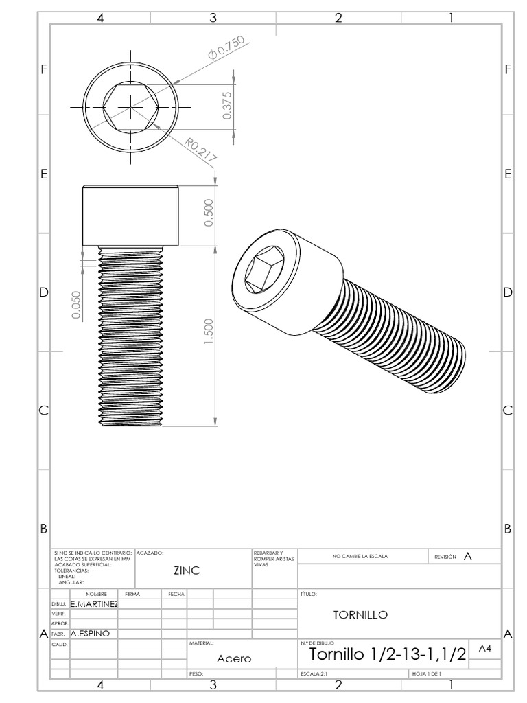 Especificaciones de Tornillo de Acero | PDF | Materiales | Ingeniería de Edificación