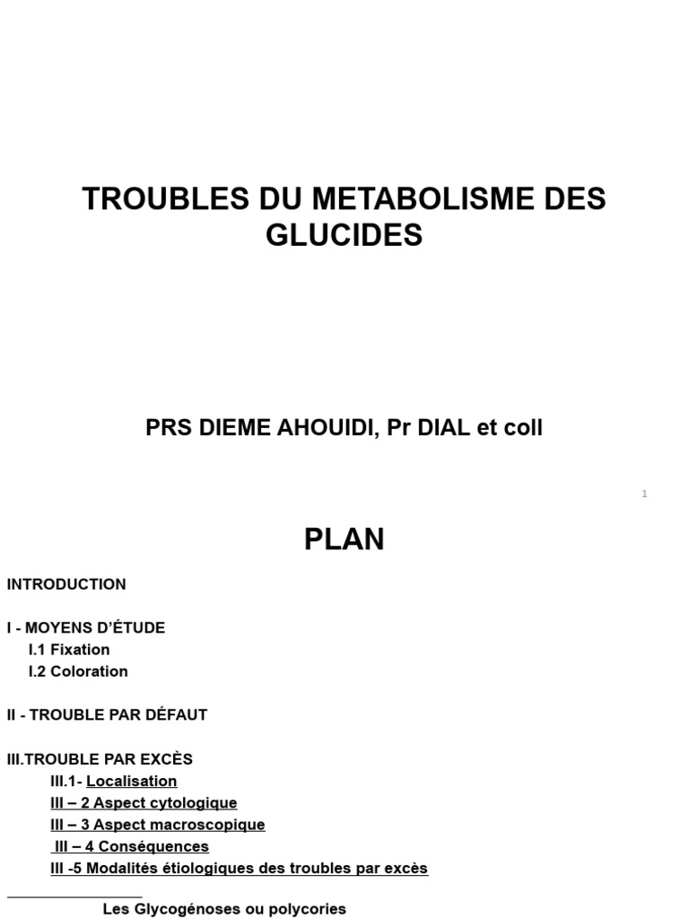 Métabolisme des Glucides: Dysfonctionnements | PDF | Glycogène | Cirrhose