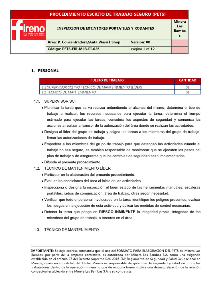 PETS-FIR-MLB-PI-026 Inspección de Extintores Portatiles y Rodantes ...