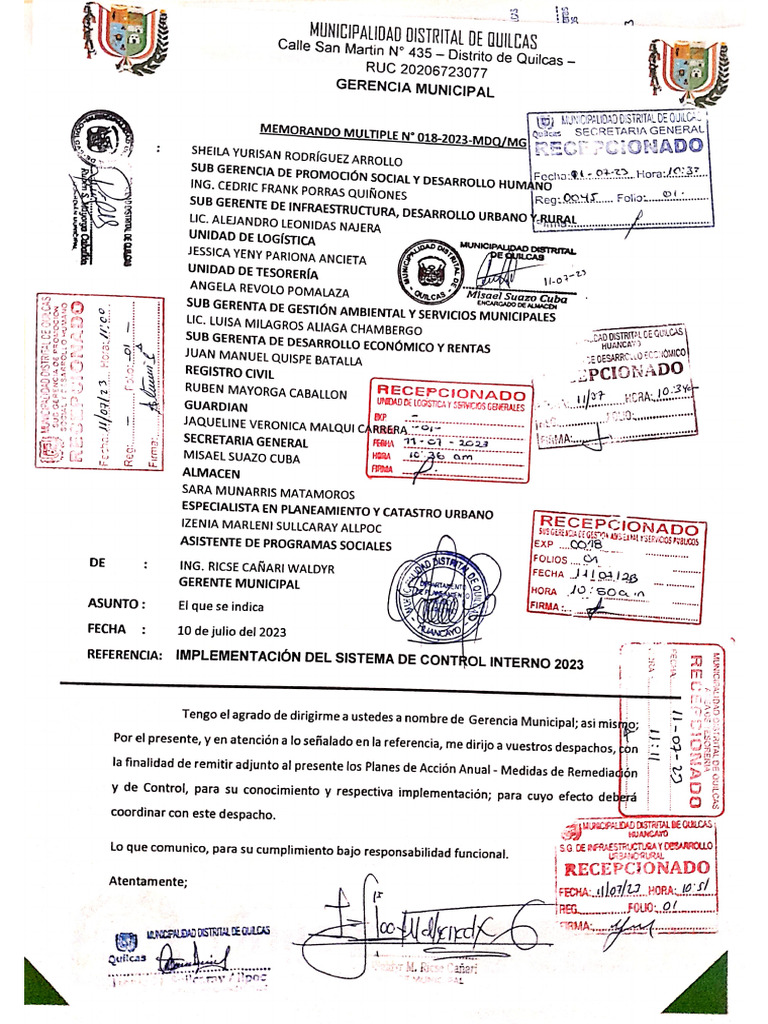 Memorando Multiple #018-2023-MDQ | PDF