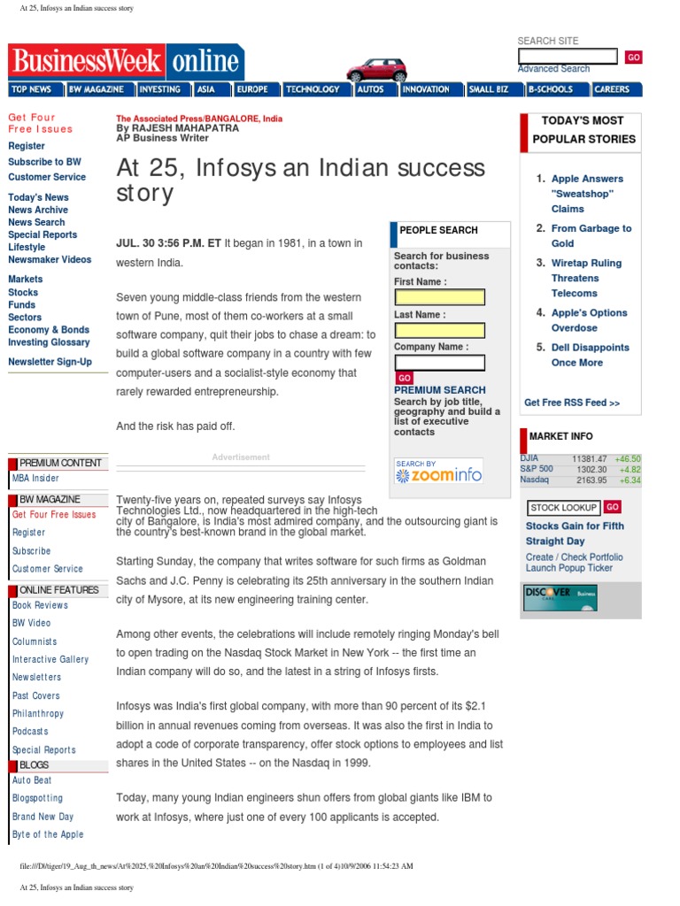 At25 Infosys An Indian Success Story | PDF | Loans | Refinancing