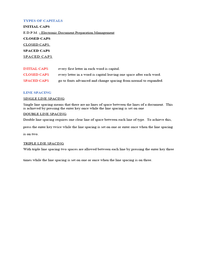 Caps and Spaces | PDF