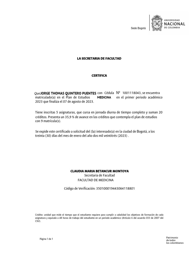 Jorge Thomas Quintero Puentes: Medicina | PDF