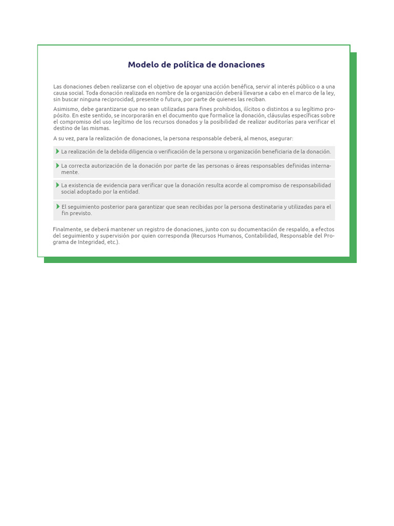 Modelo De Politica De Donaciones Pdf