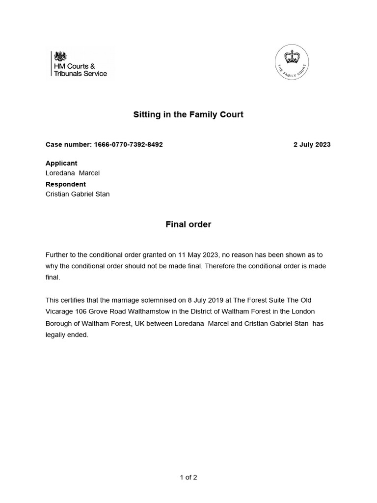 Final Order Granted | PDF