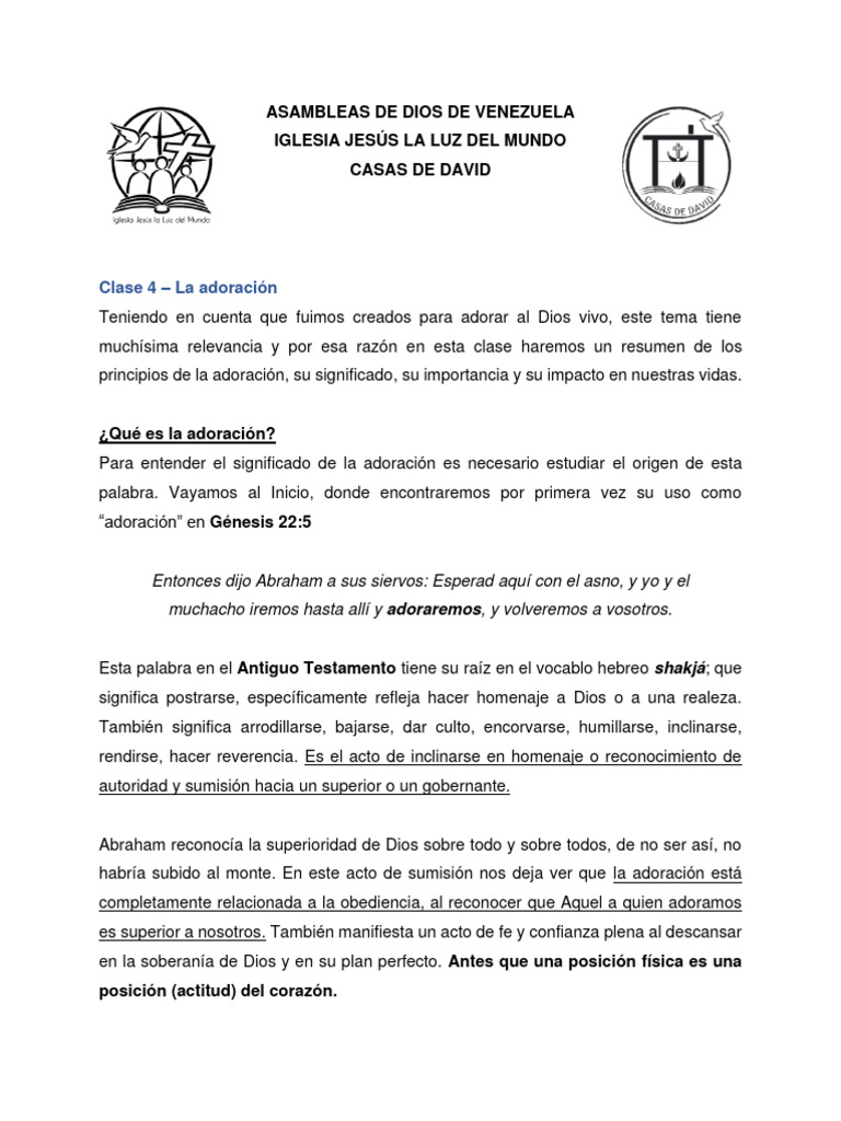 Adoración - Clase 4 | PDF | Dios | Creencia religiosa y doctrina