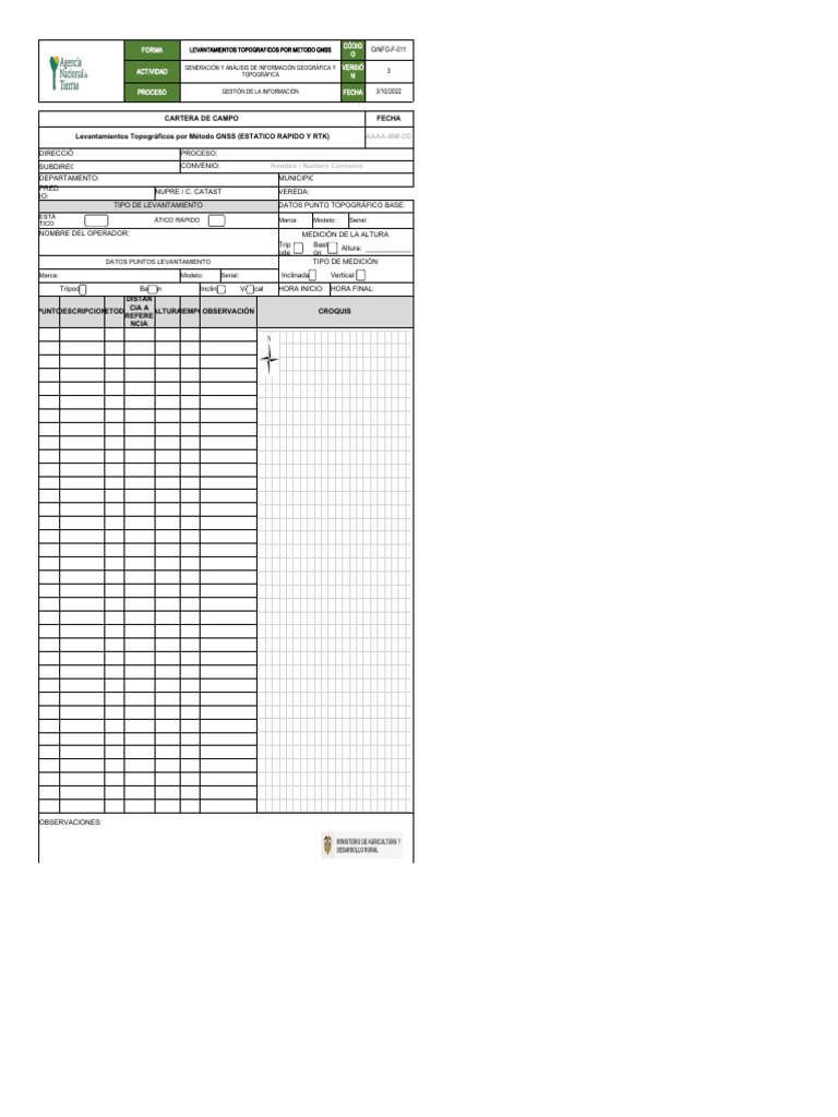 Ginfo-f-011 Levantamientos Topograficos Por Metodo Gnss v3 (1) | PDF