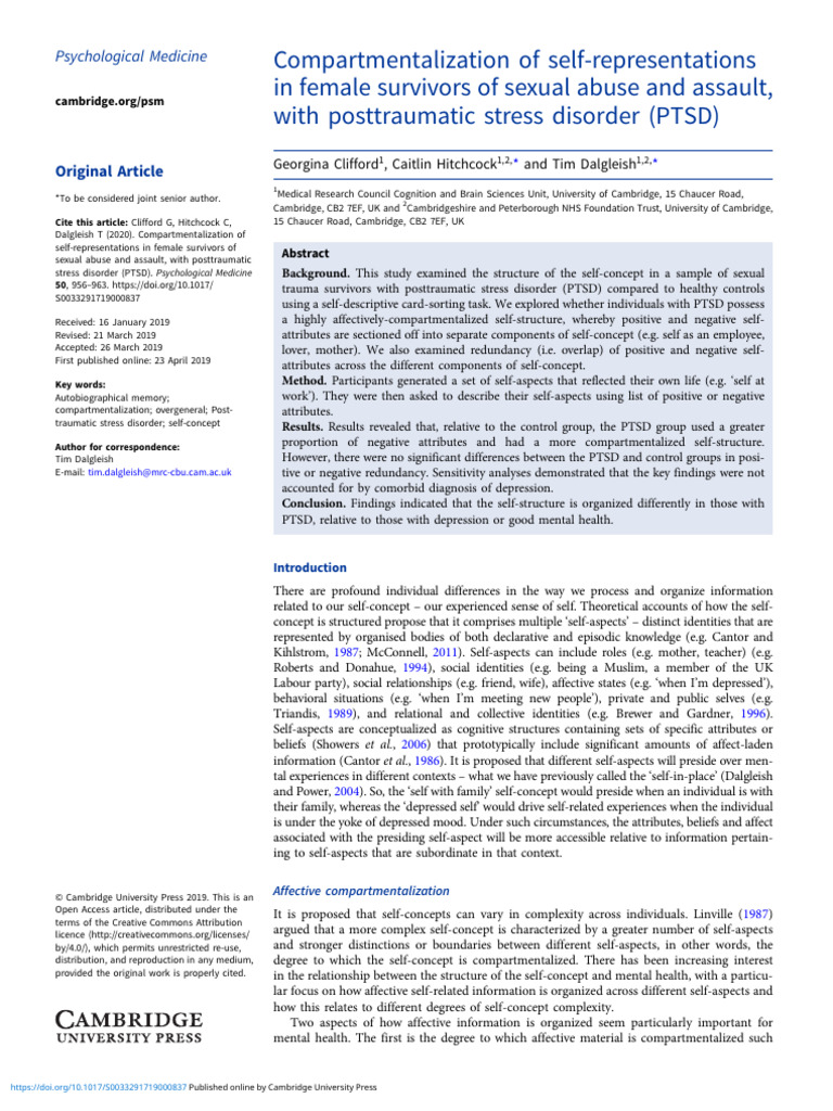 Clifford Et Al Compartmentalization-Of-Self-Representations-In-Female ...