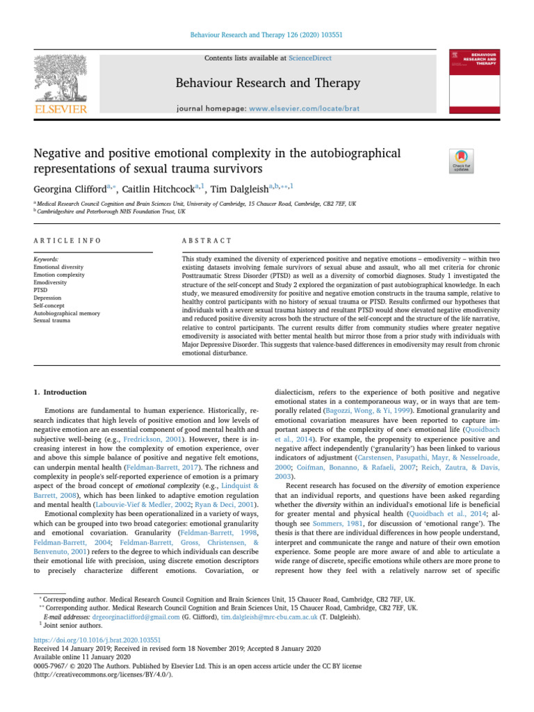 Clifford Et Al Negative and Positive Emotional Complexity | PDF ... Clifford Et Al Negative and Positive Emotional Complexity | PDF ...