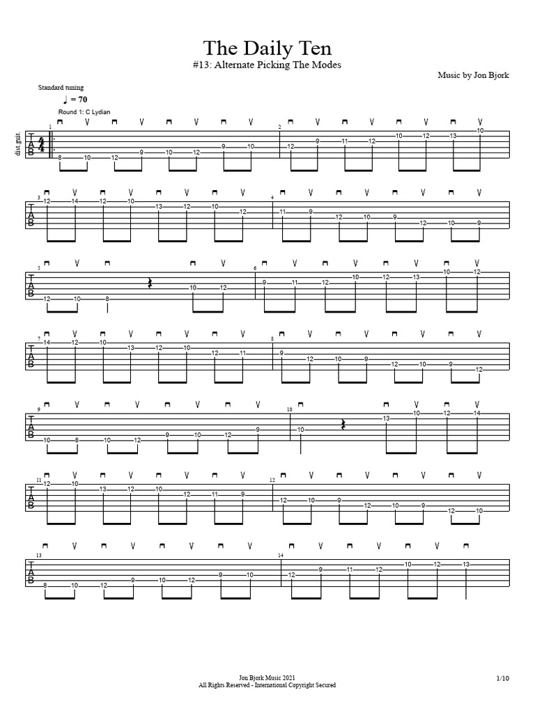 The Daily Ten #13 Alternate Picking The Modes | PDF | Musical Scales ...