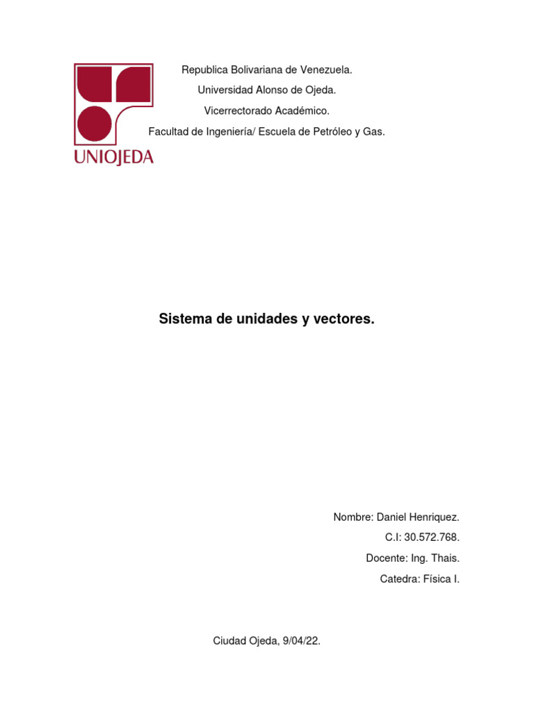 Daniel Henriquez - Fisica I | PDF | Espacio vectorial | Cantidad