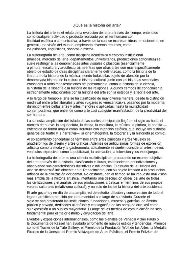historia del arte | PDF | Historia del Arte | Las artes