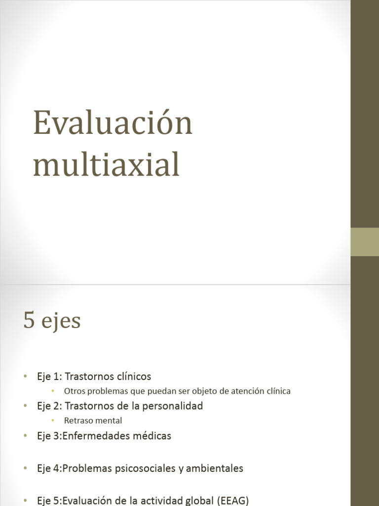 Evaluación Multiaxial | PDF | Trastorno mental | Enfermedades y trastornos