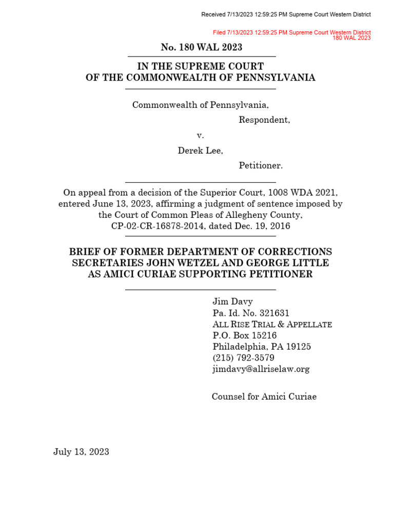 Amici Brief on Life Sentences Appeal | PDF | Life Imprisonment | Prison