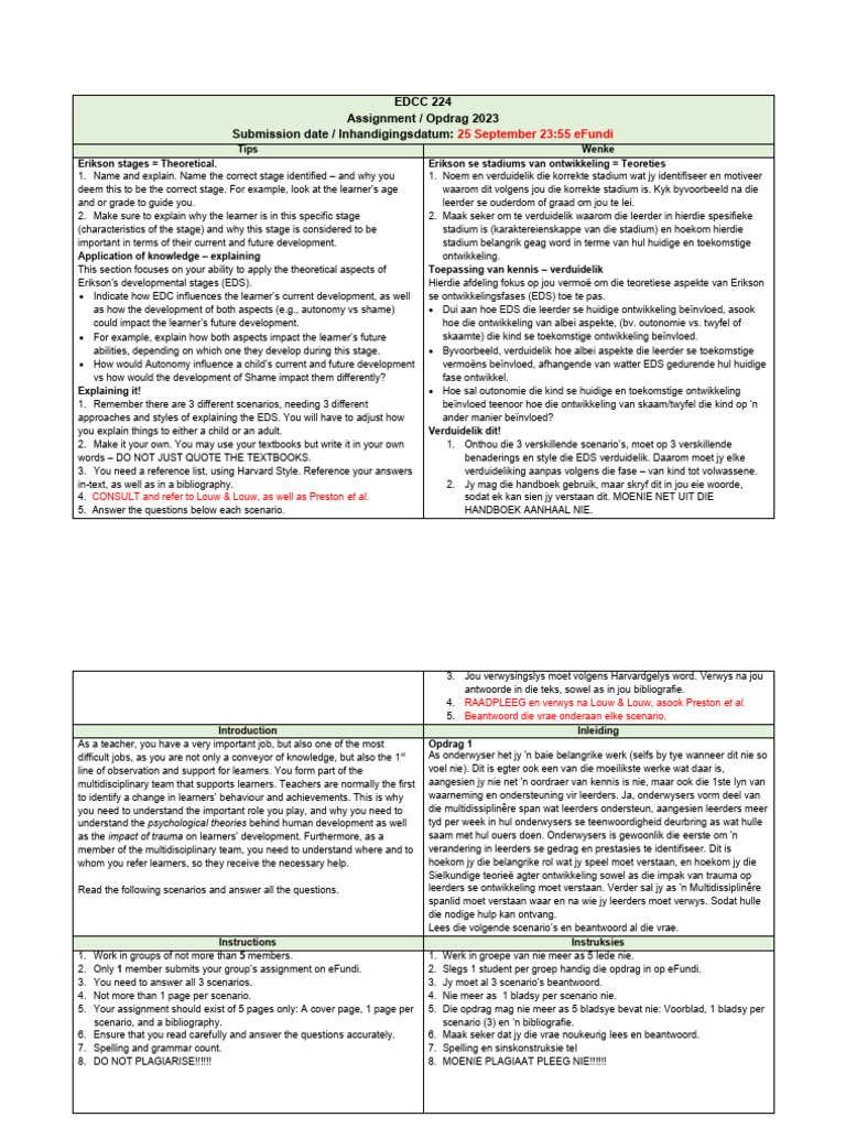 Assignment and Rubric EDCC 224.2023 | PDF | Career & Growth