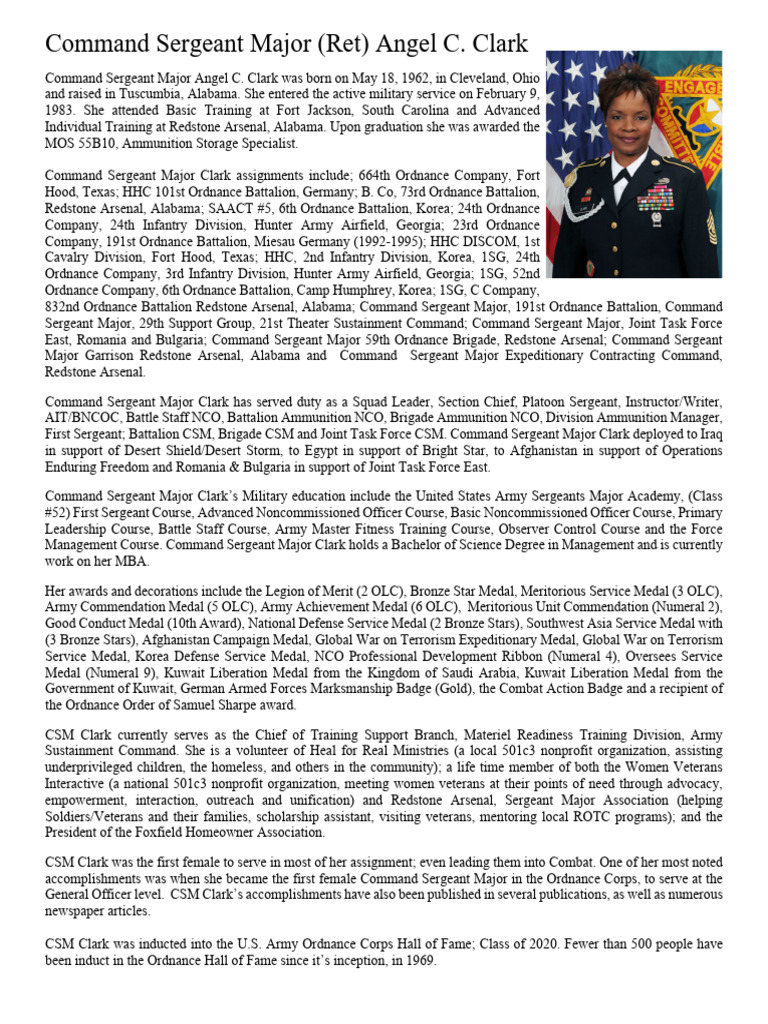 Extraordinary Veterans: Ret. Command Sergeant Major Angel Clark | PDF ...
