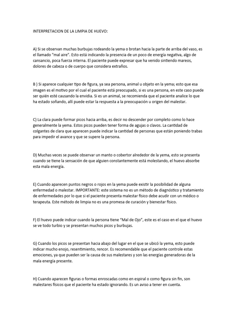 Interpretacion de La Limpia de Huevo | PDF | Medicina CLINICA | Medicina