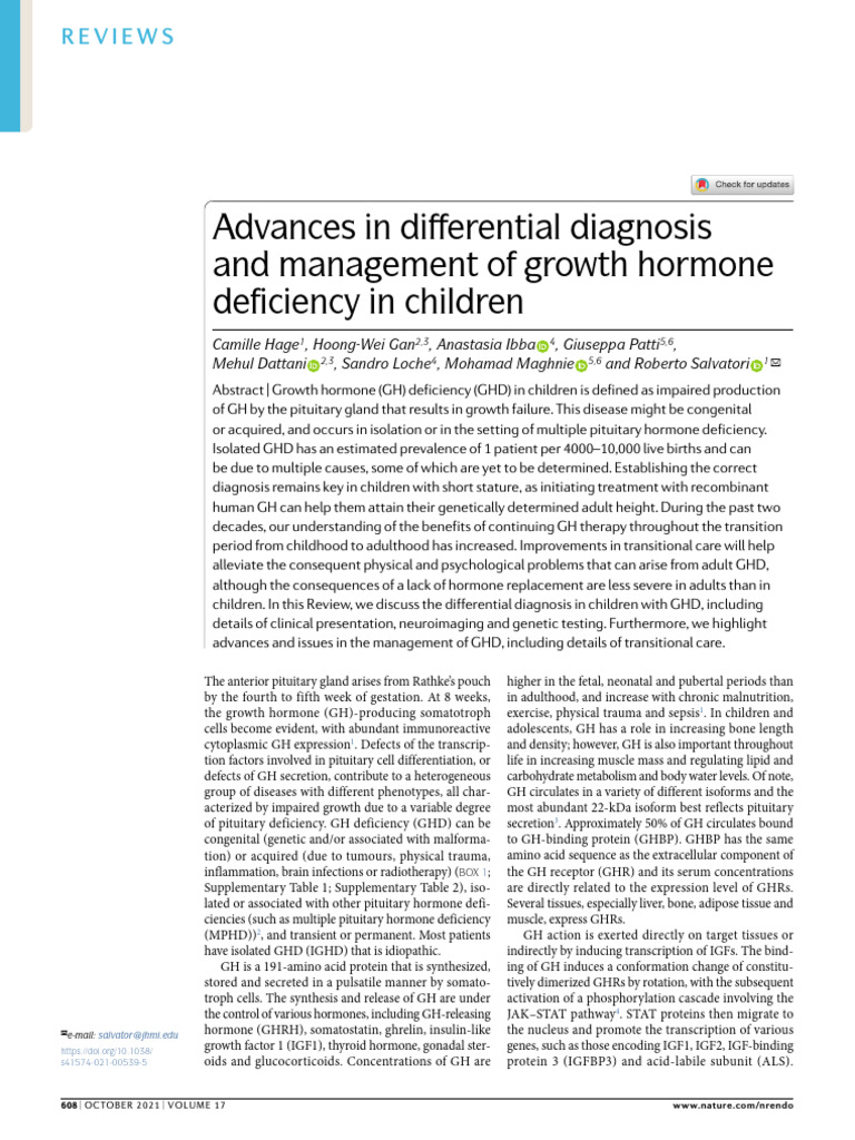 Pediatric Growth Hormone Deficiency | PDF | Growth Hormone | Insulin ...