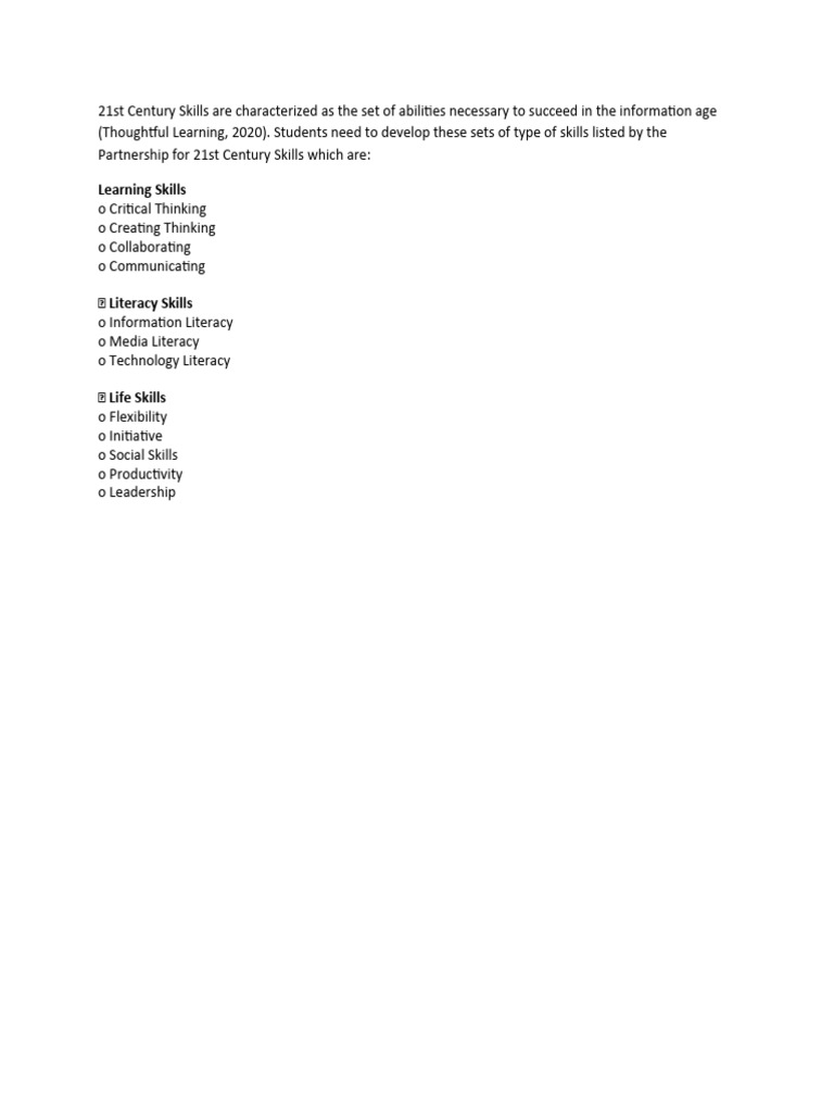 Essential 21st Century Skills for Students | PDF | Learning | Lesson Plan