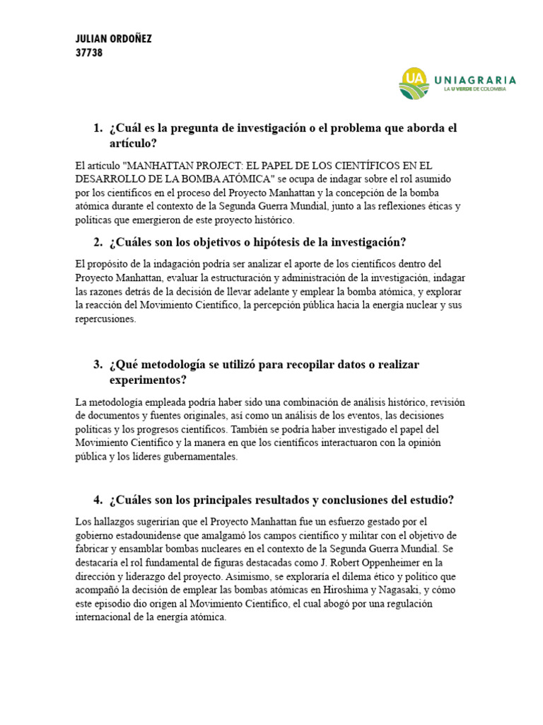 Científicos y Ética en el Proyecto Manhattan | PDF | Proyecto Manhattan ...