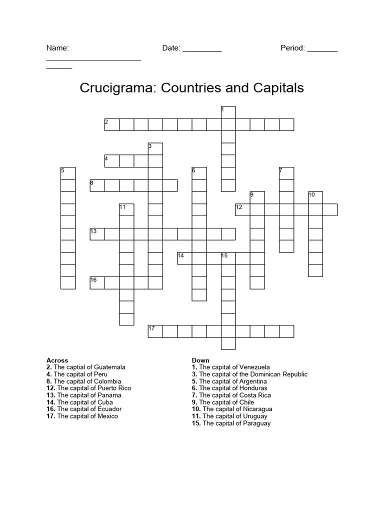 Crucigrama Countries and Capital b2411 6163c48b | PDF