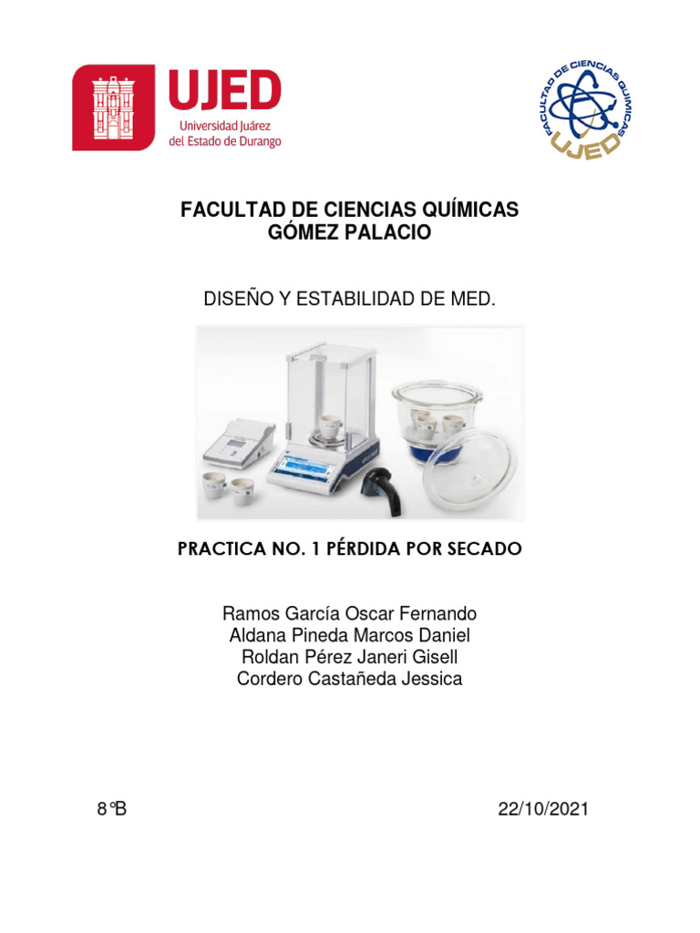 Practica No. 1 Pérdida Por Secado | PDF