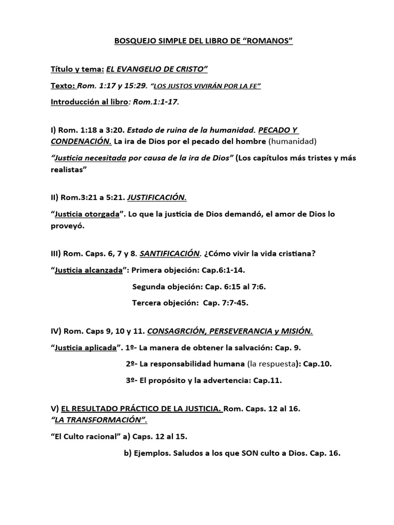 Bosquejo Simple Del Libro de Romanos | PDF