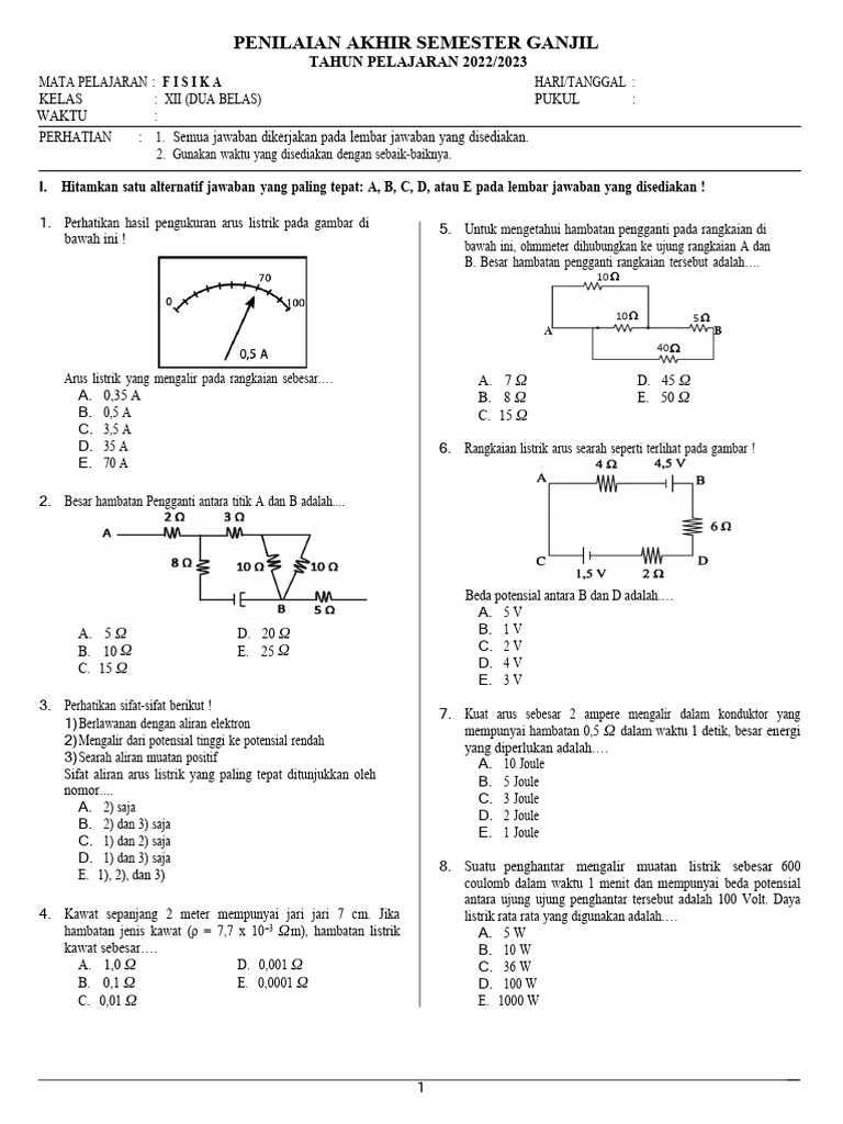 Soal Pas Fisika Kelas Xii K13 | PDF