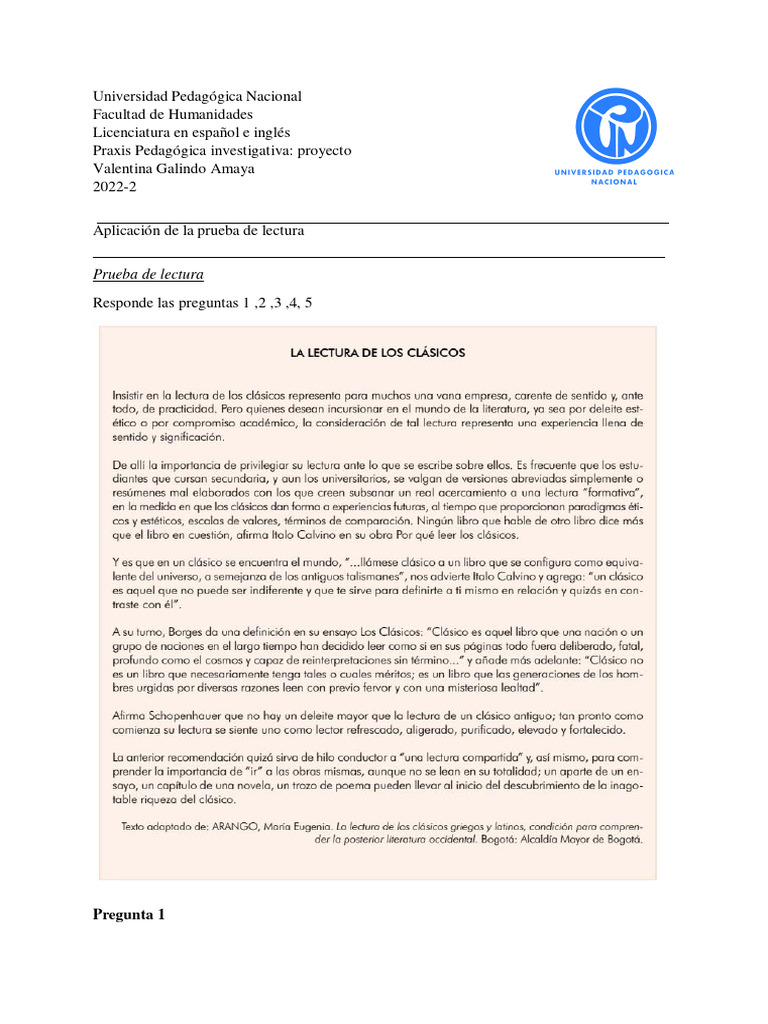 Prueba de Comprensión Lectora | PDF