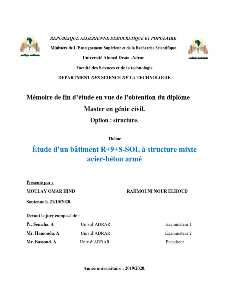 Étude d'un bâtiment R+9 à structure mixte | PDF | Béton armé | Architecture